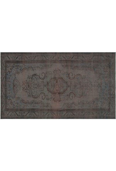 Bespoky Vintage Gri 167X272 cm Göbekli Yün Pamuk El Dokuma Alan Halısı