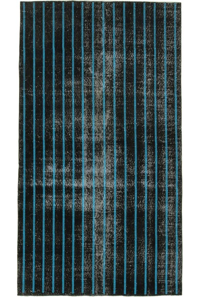 Bespoky Modern Siyah 140X260 cm Çizgili Yün-Pamuk El Dokuma Alan Halısı