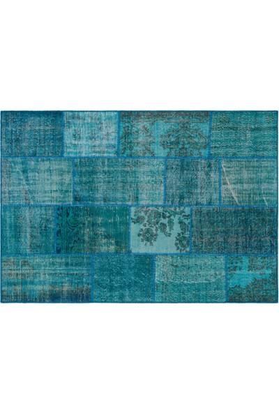Bespoky Fourtypatch Turkuaz 160X230 cm Patchwork Yün Pamuk El Dokuma Alan Halısı Bespoky Fourtypatch Turkuaz 160X230 cm Patchwork Yün Pamuk El Dokuma Alan Halısı