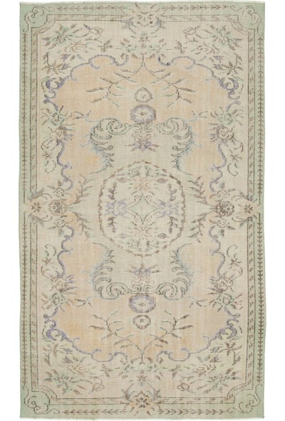 Bespoky Vintage Bej 160X270 cm Geleneksel Oryantal Yün-Pamuk El Dokuma Alan Halısı