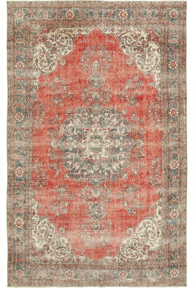 Bespoky Vintage Xl Kırmızı 210X330 cm Geleneksel Oryantal Yün-Pamuk El Dokuma Alan Halısı