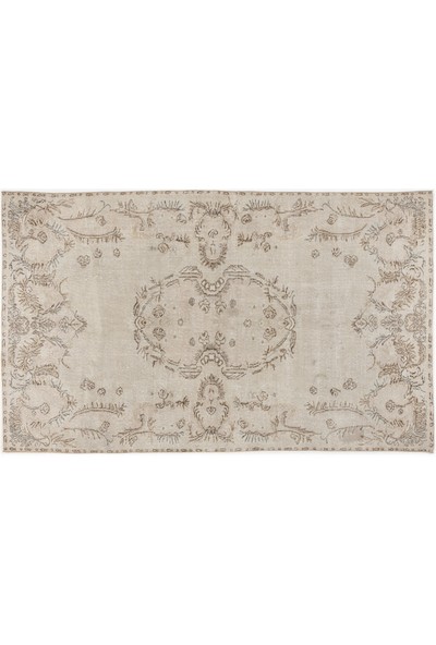 Bespoky Vintage Bej 173X290 cm Göbekli Yün Pamuk El Dokuma Alan Halısı