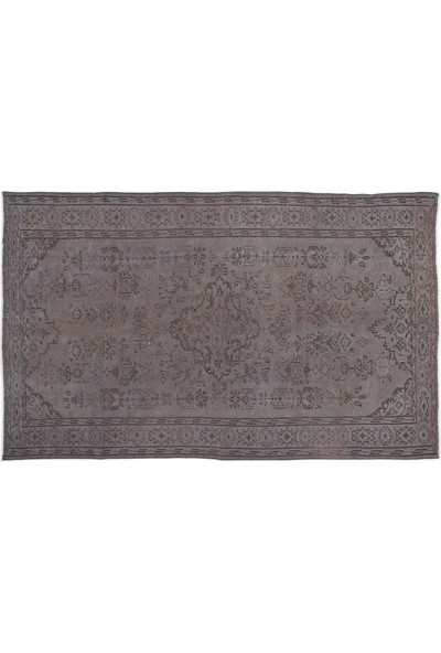 Bespoky Vintage Gri 166X268 cm Göbekli Yün Pamuk El Dokuma Alan Halısı