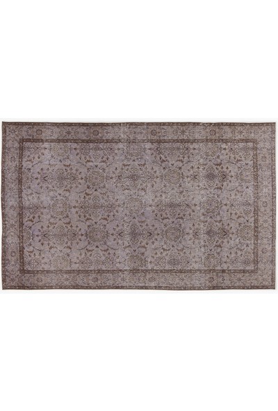 Bespoky Vintage Gri 172X287 cm Göbekli Yün Pamuk El Dokuma Alan Halısı