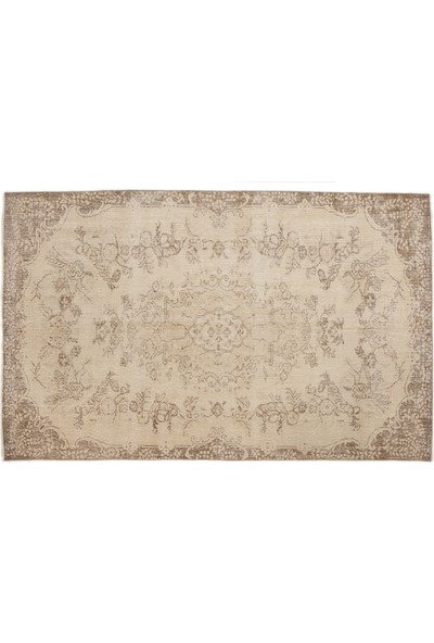 Bespoky Vintage Bej 170X274 cm Göbekli Yün Pamuk El Dokuma Alan Halısı