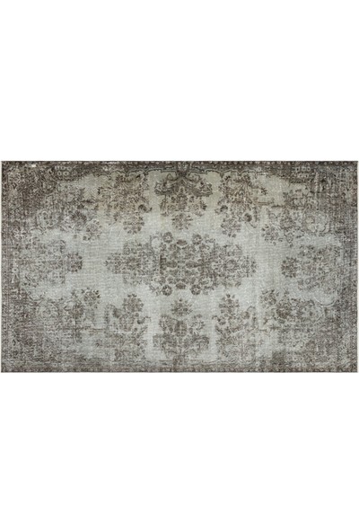 Bespoky Vintage Gri 174X285 cm Göbekli Yün Pamuk El Dokuma Alan Halısı
