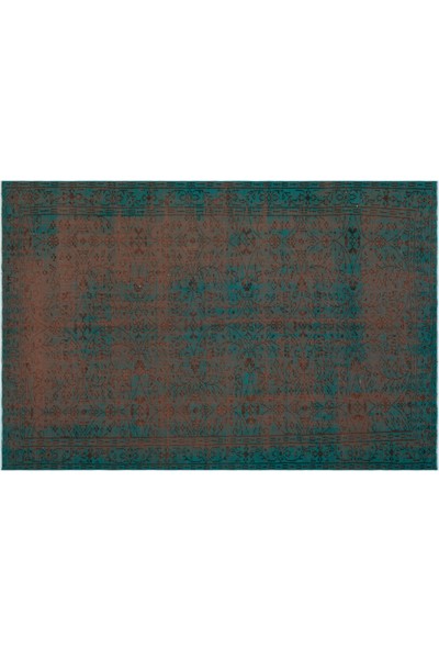 Bespoky Vintage Turkuaz 188X288 cm Geleneksel Oryantal Yün Pamuk El Dokuma Alan Halısı