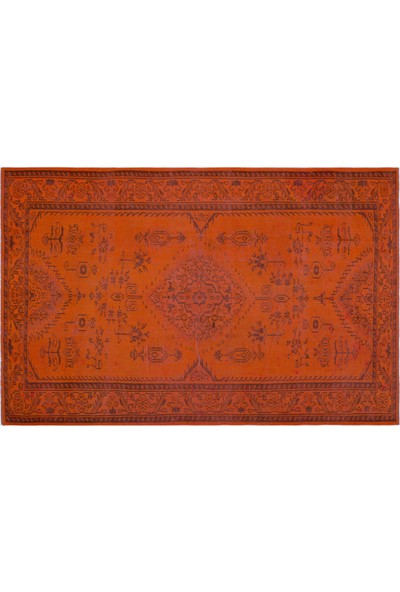 Bespoky Vintage Turuncu 179X271 cm Geleneksel Oryantal Yün Pamuk El Dokuma Alan Halısı