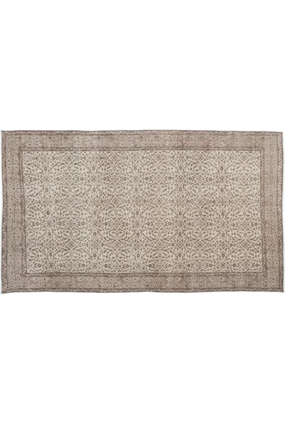Bespoky Vintage Bej 162X280 cm Geleneksel Oryantal Yün Pamuk El Dokuma Alan Halısı