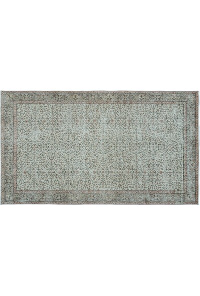 Bespoky Vintage Gri 153X267 cm Nostaljik Yün Pamuk El Dokuma Alan Halısı