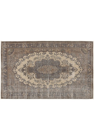 Bespoky Vintage Bej 166X270 cm Geleneksel Oryantal Yün Pamuk El Dokuma Alan Halısı