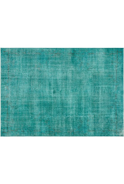 Bespoky Vintage Turkuaz 202X282 cm Geleneksel Oryantal Yün Pamuk El Dokuma Alan Halısı
