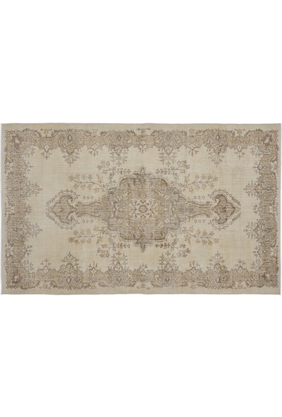 Bespoky Vintage Bej 187X311 cm Göbekli Yün Pamuk El Dokuma Alan Halısı