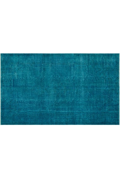 Bespoky Vintage Turkuaz 159X262 cm Geleneksel Oryantal Yün Pamuk El Dokuma Alan Halısı