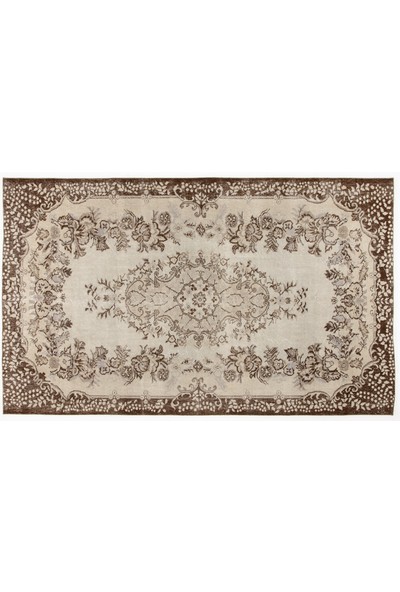 Bespoky Vintage Bej 168X272 cm Geleneksel Oryantal Yün Pamuk El Dokuma Alan Halısı