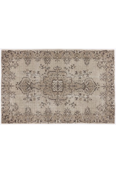 Bespoky Vintage Bej 175X270 cm Geleneksel Oryantal Yün Pamuk El Dokuma Alan Halısı