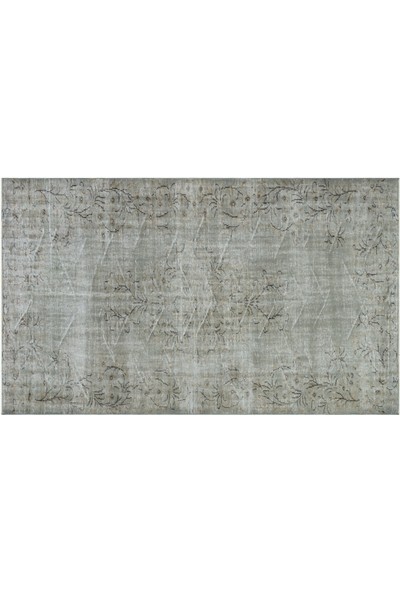 Bespoky Vintage Gri 171X294 cm Göbekli Yün Pamuk El Dokuma Alan Halısı