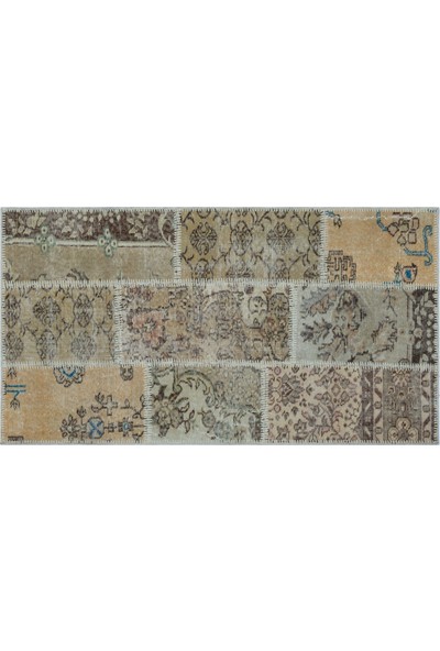 Bespoky Fourtypatch Bej 80X150 cm Patchwork Yün Pamuk El Dokuma Alan Halısı Bespoky Fourtypatch Bej 80X150 cm Patchwork Yün Pamuk El Dokuma Alan Halısı