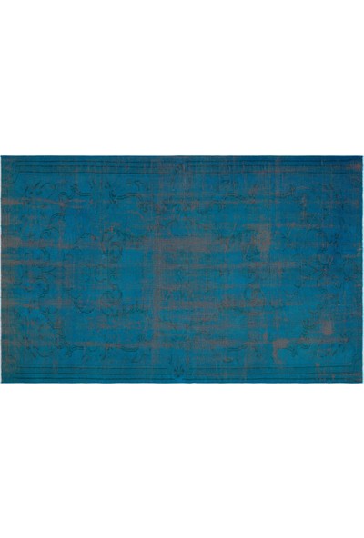 Bespoky Vintage Turkuaz 168X257 cm Geleneksel Oryantal Yün Pamuk El Dokuma Alan Halısı