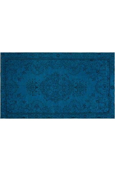 Bespoky Vintage Turkuaz 148X262 cm Geleneksel Oryantal Yün Pamuk El Dokuma Alan Halısı