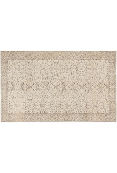 Bespoky Vintage Bej 171X278 cm Nostaljik Yün Pamuk El Dokuma Alan Halısı
