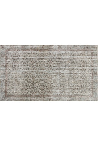 Bespoky Vintage Gri 160X274 cm Nostaljik Yün Pamuk El Dokuma Alan Halısı