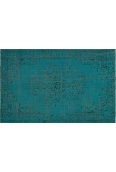 Bespoky Vintage Turkuaz 180X280 cm Geleneksel Oryantal Yün Pamuk El Dokuma Alan Halısı