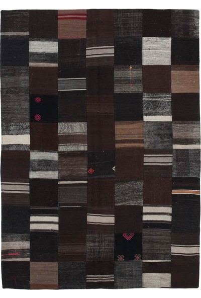 Bespoky Chaput Kahve 170X240 cm Patchwork Yün-Pamuk El Dokuma Kilim Alan Halısı Bespoky Chaput Kahve 170X240 cm Patchwork Yün-Pamuk El Dokuma Kilim Alan Halısı