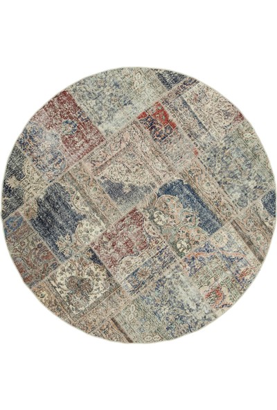 Bespoky Fourtypatch 203X203 cm Patchwork Yün-Pamuk El Dokuma Alan Halısı