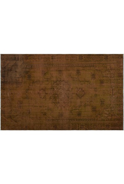 Bespoky Vintage Kahve 170X265 cm Nostaljik Yün Pamuk El Dokuma Alan Halısı