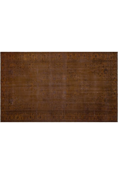 Bespoky Vintage Kahve 175X300 cm Göbekli Yün Pamuk El Dokuma Alan Halısı