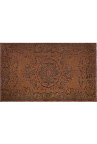 Bespoky Vintage Kahve 182X297 cm Göbekli Yün Pamuk El Dokuma Alan Halısı