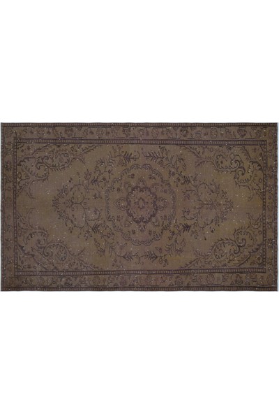 Bespoky Vintage Kahve 172X284 cm Göbekli Yün Pamuk El Dokuma Alan Halısı
