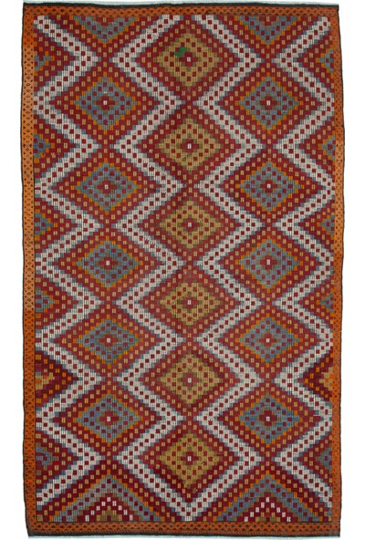 Bespoky Jijim 181X304 cm Geometrik Keçi Yünü Pamuk El Dokuma Kilim Alan Halısı
