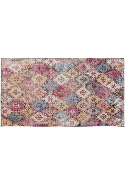 Bespoky Vintage 115X201 cm Geleneksel Oryantal Yün Pamuk El Dokuma Alan Halısı