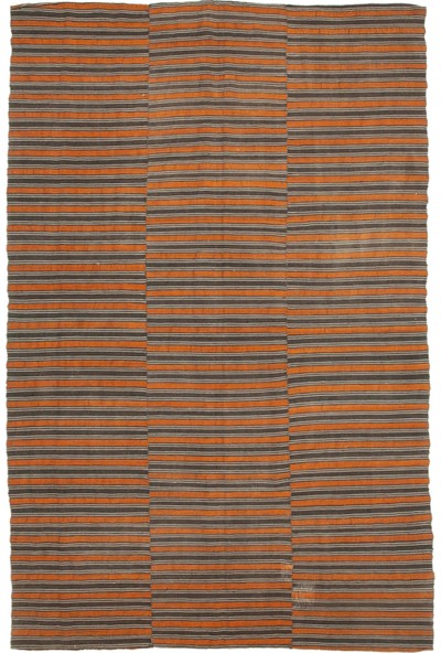 Bespoky Bhez Kahve 202X304 cm Çizgili Yün-Pamuk El Dokuma Kilim Alan Halısı