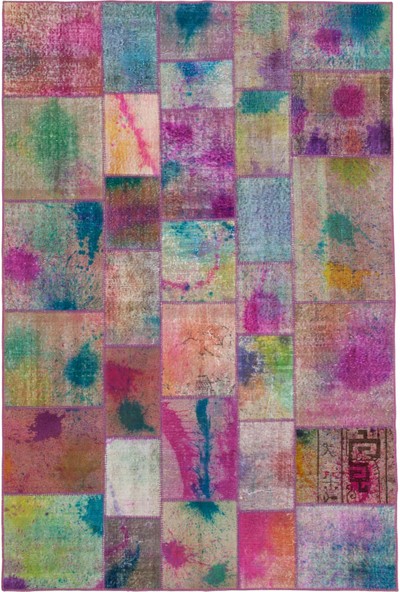 Bespoky Fourtypatch 198X300 cm Patchwork Yün-Pamuk El Dokuma Alan Halısı