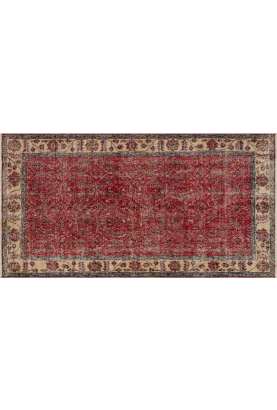 Bespoky Vintage 108X210 cm Geleneksel Oryantal Yün Pamuk El Dokuma Alan Halısı