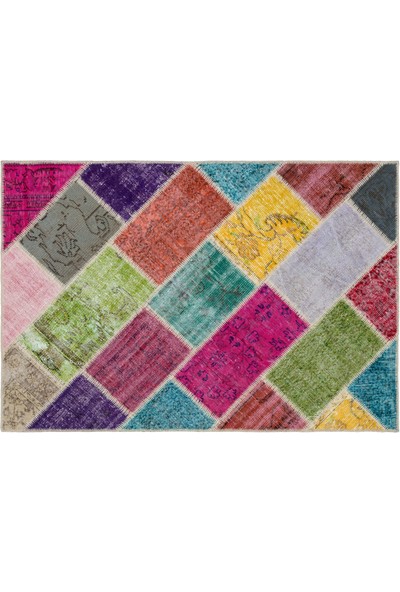 Bespoky Fourtypatch 122X180 cm Patchwork Yün Pamuk El Dokuma Alan Halısı Bespoky Fourtypatch 122X180 cm Patchwork Yün Pamuk El Dokuma Alan Halısı