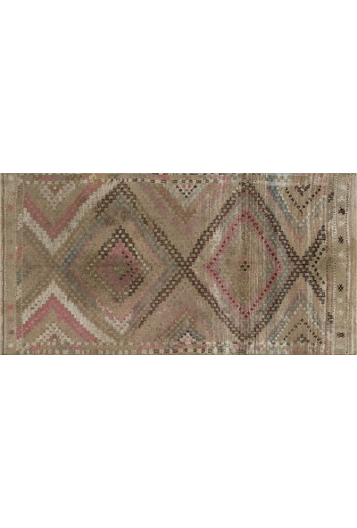 Bespoky Vintage 143X261 cm Geleneksel Oryantal Yün Pamuk El Dokuma Alan Halısı