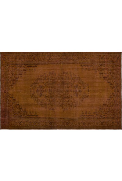 Bespoky Vintage Kahve 165X257 cm Göbekli Yün Pamuk El Dokuma Alan Halısı