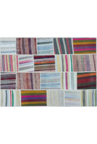 Bespoky Kilim Patchwork 160X225 cm Patchwork Yün Pamuk El Dokuma Alan Halısı