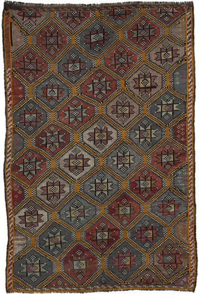 Bespoky Jijim 175X267 cm Geometrik Keçi Yünü Pamuk El Dokuma Kilim Alan Halısı