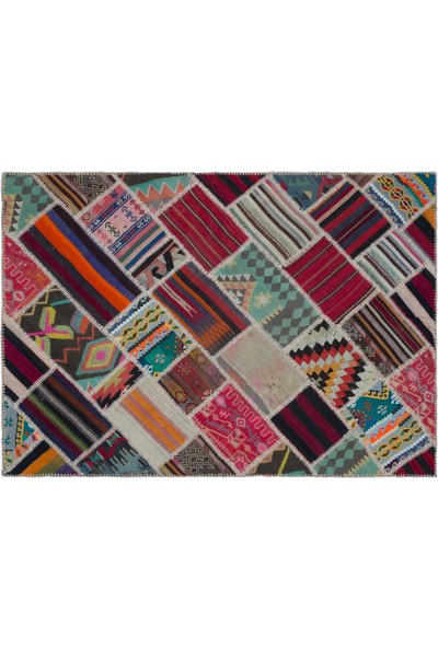 Bespoky Kilim Patchwork 161X233 cm Patchwork Yün Pamuk El Dokuma Alan Halısı