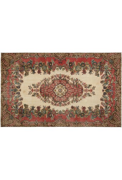 Vintage 171X275 cm Geleneksel Oryantal Yün Pamuk El Dokuma Alan Halısı