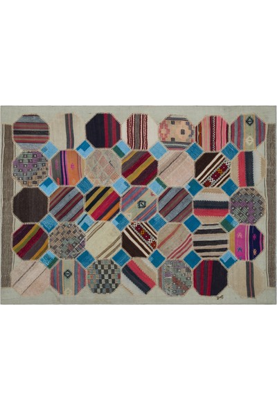 Bespoky Kilim Patchwork 167X234 cm Patchwork Yün Pamuk El Dokuma Alan Halısı