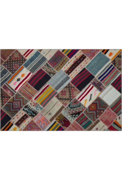 Bespoky Kilim Patchwork 162X247 cm Patchwork Yün Pamuk El Dokuma Alan Halısı