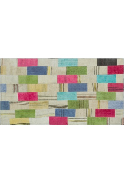 Bespoky Kilim Patchwork 82X150 cm Patchwork Yün Pamuk El Dokuma Alan Halısı