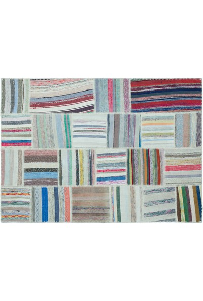 Bespoky Kilim Patchwork 157X220 cm Patchwork Yün Pamuk El Dokuma Alan Halısı