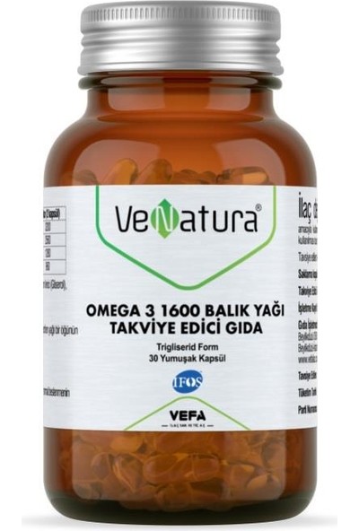 Venatura Omega 3 Balık Yağı 1600 Mg 30 Yumuşak Kapsül Venatura Omega 3 Balık Yağı 1600 Mg 30 Yumuşak Kapsül